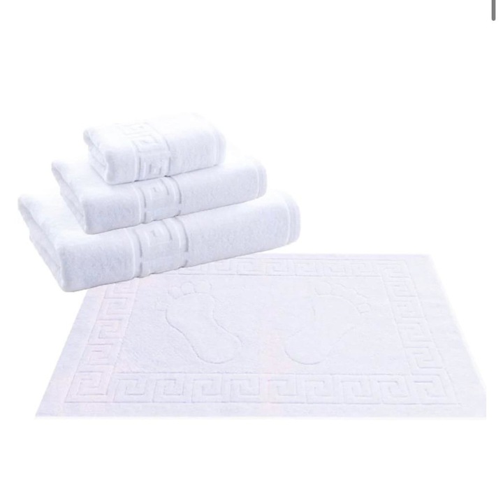 Set Prosoape Si Covoras Baie 100 Bumbac Greek Border 550gsm Emagro