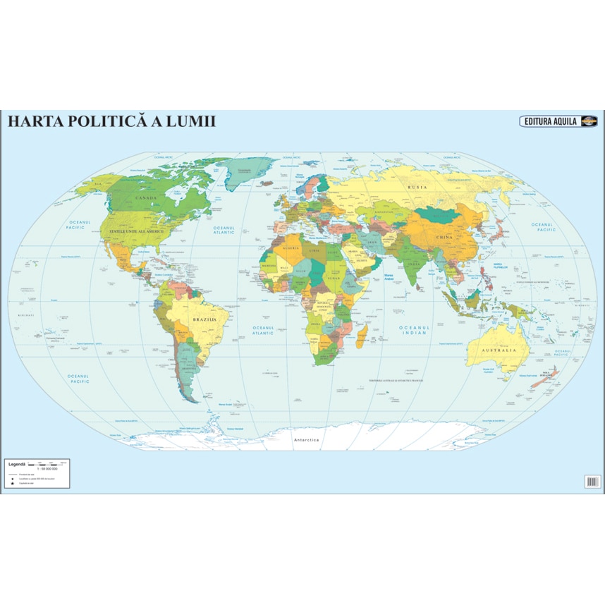 Harta Lumii 50x70 Fizico Geograficapolitica Emagro