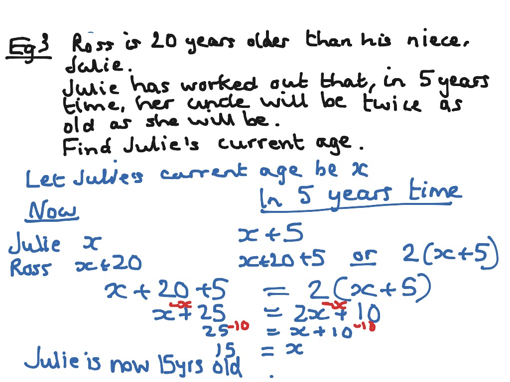 Word Problems In Linear Equations