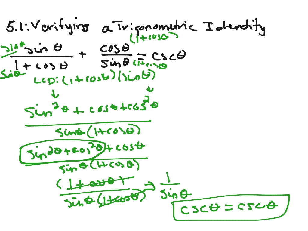 Using Trig Identities To Verify Trig Identities Math Showme