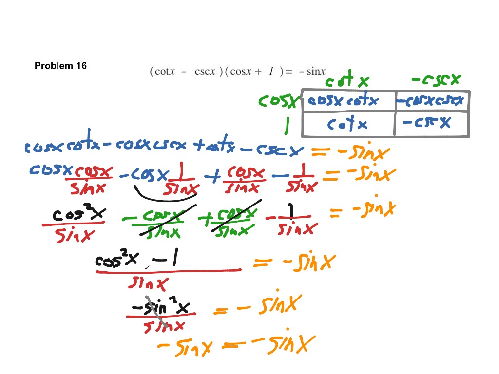 Proving Trig Ids Prob 16 Math Trigonometry Trigonometric Identities