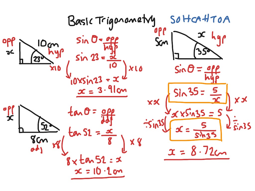 Basic Trigonometry Finding A Side Math Showme