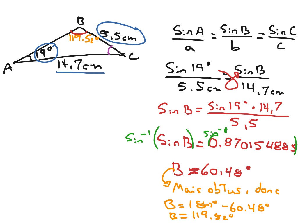 Loi Des Sinus Chapitre 3section Dexercices Question 2 Math