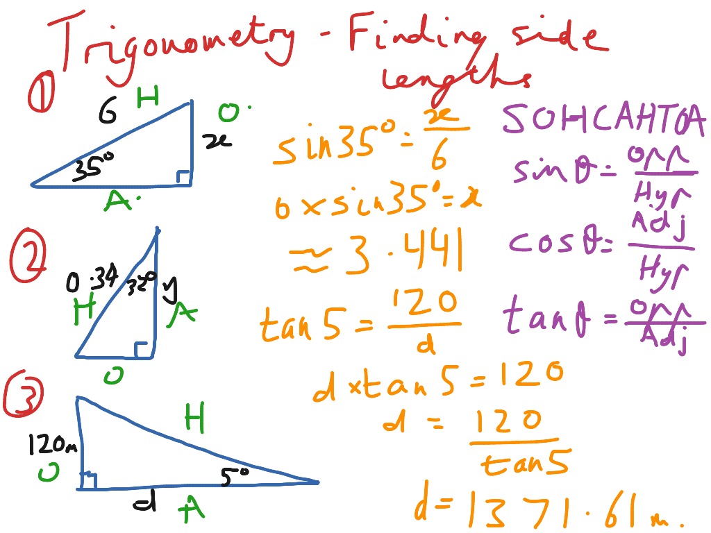 Showme Trigonometry Finding Missing Sides