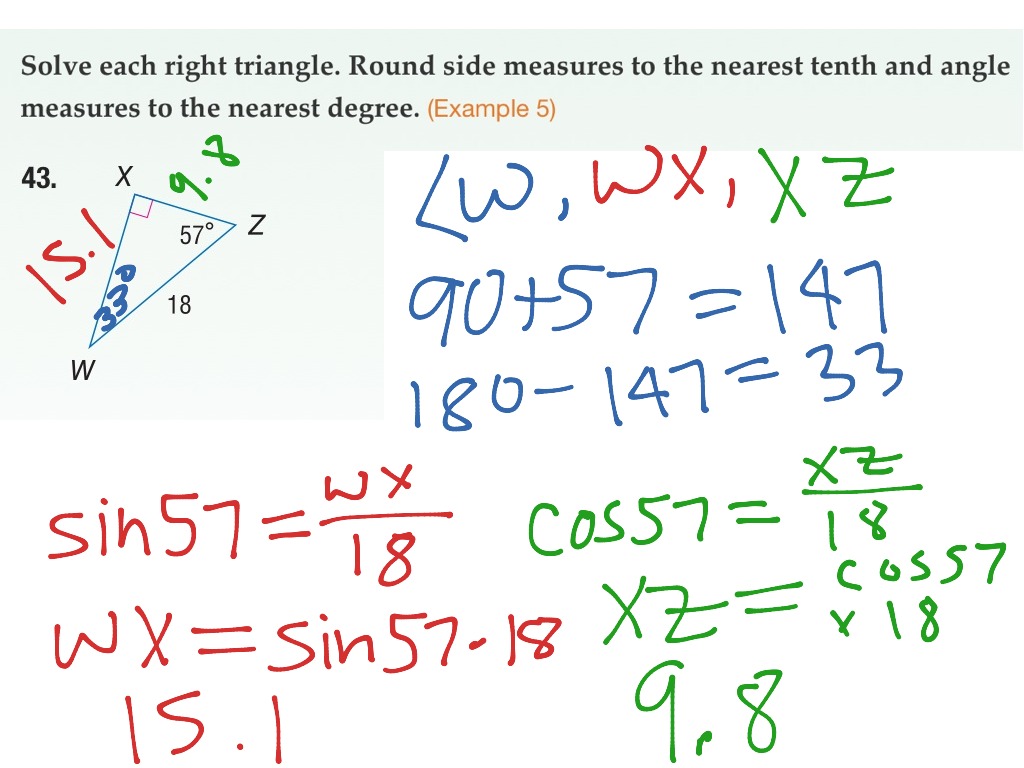 Solving Right Triangles Using Trigonometry Math Trigonometry