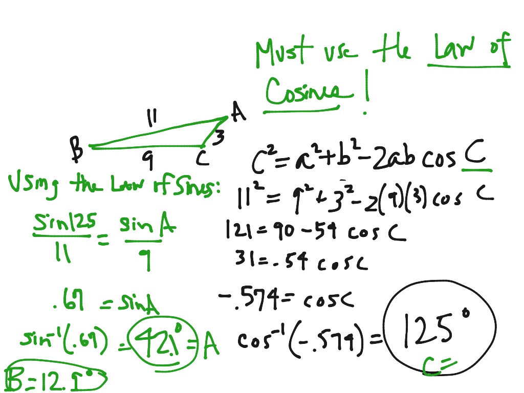 Law Of Cosines And Law Of Sines Math Showme