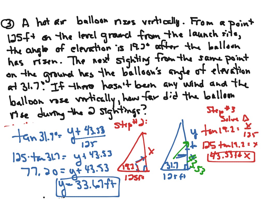 Trigonometry Word Problems Worksheet Answers