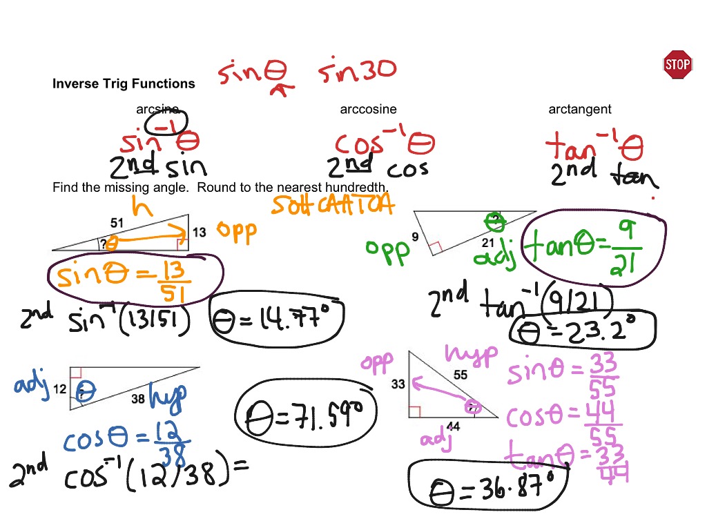 Alg 2 Trig Finding The Missing Angle Math Showme