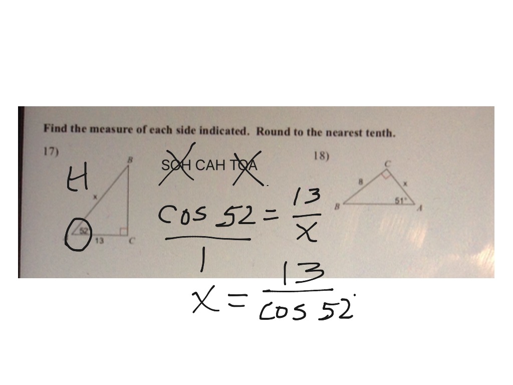 Solving Missing Side Using Trig Functions Math Trigonometry