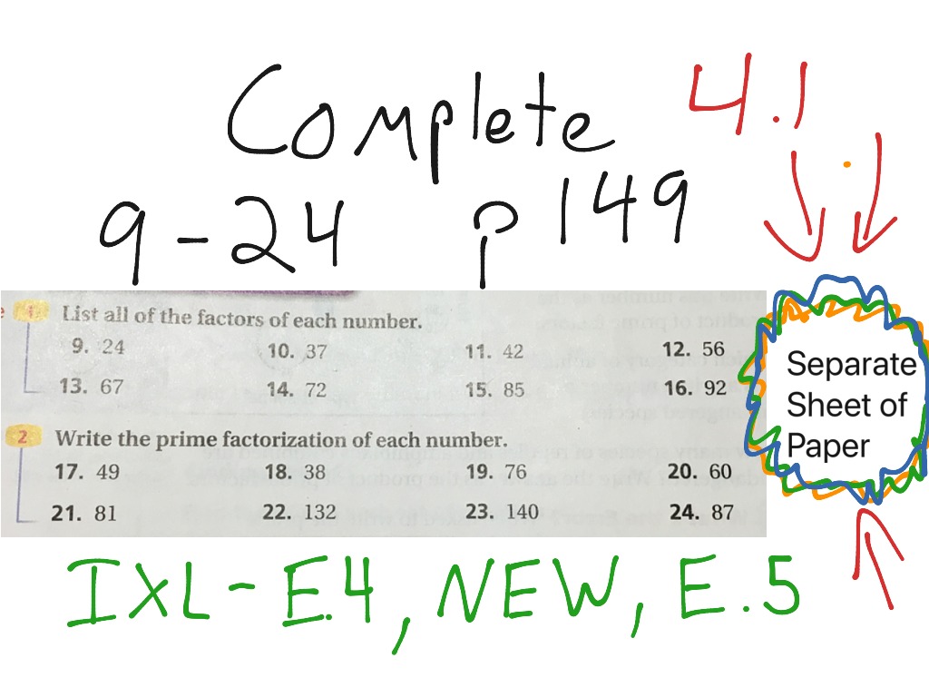 4 1 Factors And Prime Factorization Math Showme