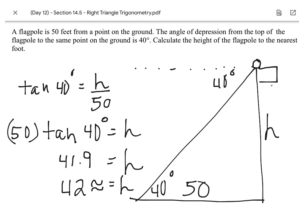 Day 12 Angle Of Elevation And Depression Problem 3 Math