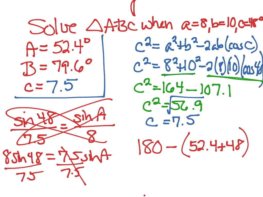 Law Of Cosines Math Showme