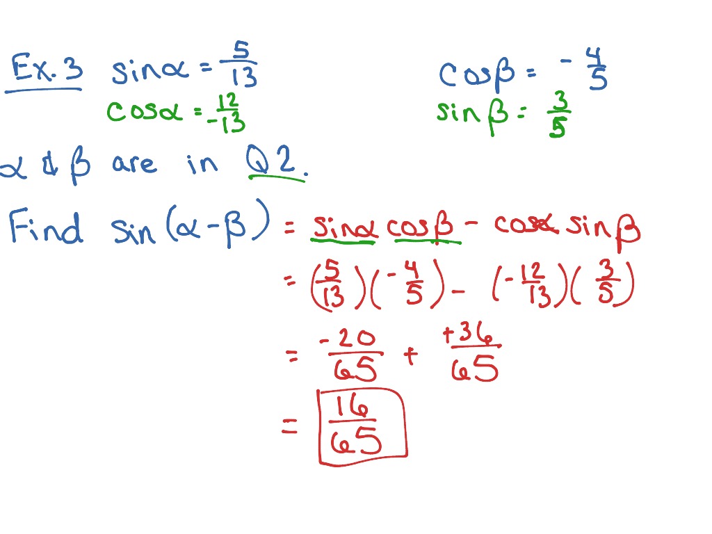 Trig Sum And Difference Formulas Worksheet