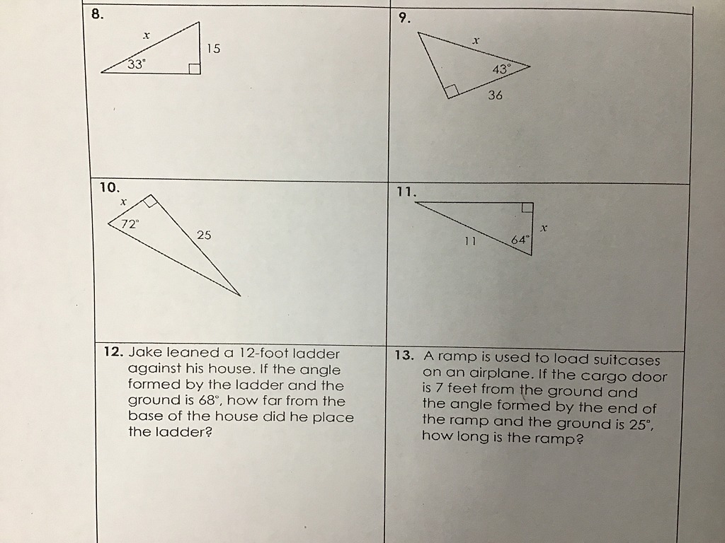 Trig Finding Missing Sides Math High School Math Geometry Models