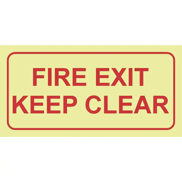 F45 Sabs Fire Exit Keep Clear Photoluminescent Safety Sign Safety