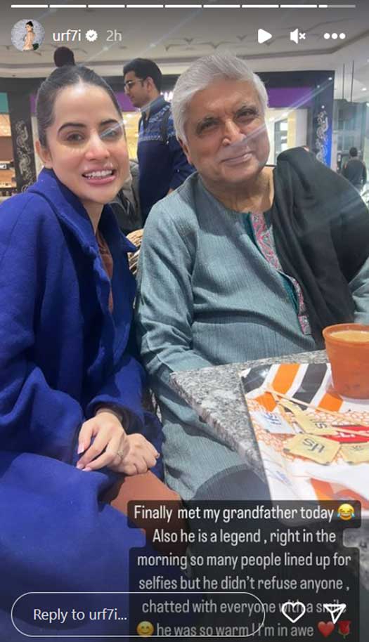 Uorfi Javed Meets Her ‘grandfather Javed Akhtar Reveals She Told Him