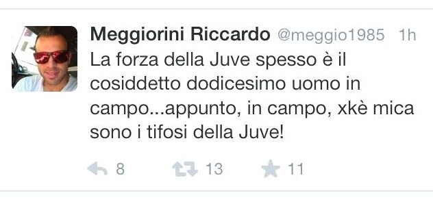 Torino Meggiorini Twitta Rabbia La Juve Ha Il 12esimo Uomo In Campo