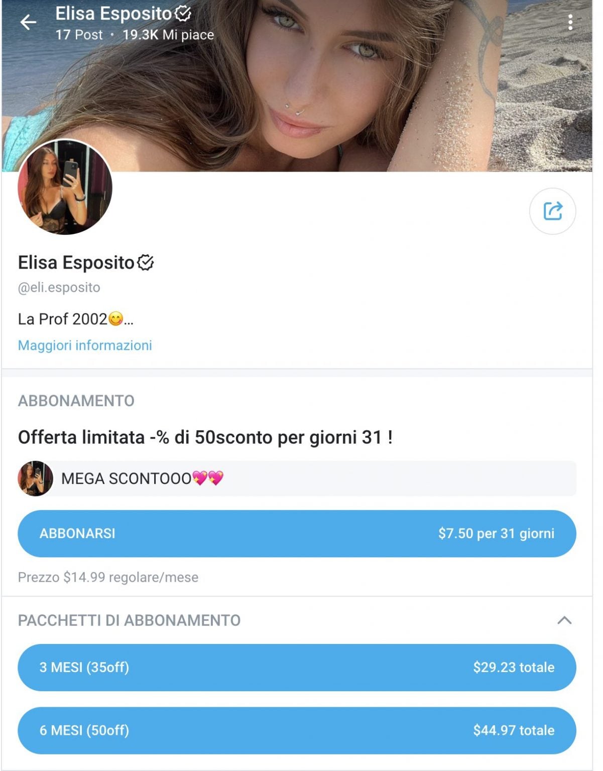 Elisa Esposito Insultata Per Aver Aperto Un Profilo Onlyfans Fate