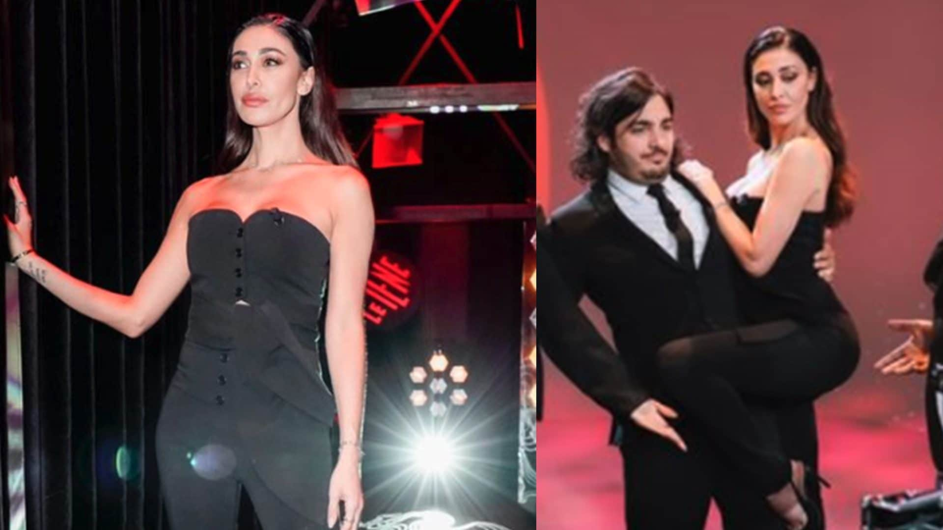 Belén Rodriguez A Le Iene In Total Black Abbina I Pantaloni A Vita