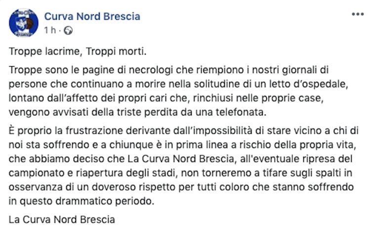 La Curva Nord Del Brescia Troppi Morti Alla Ripresa Del Campionato