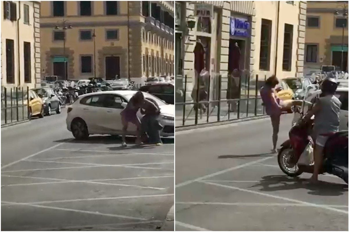 Donna Prende A Calci E Pugni Un Uomo In Strada A Livorno Il Video Sui