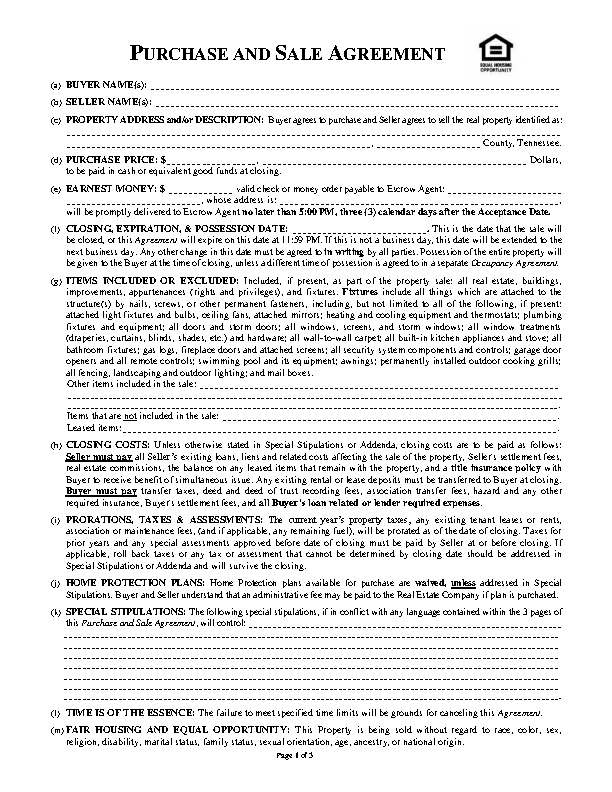 Purchase And Sale Agreement Template Free Agreement Templates